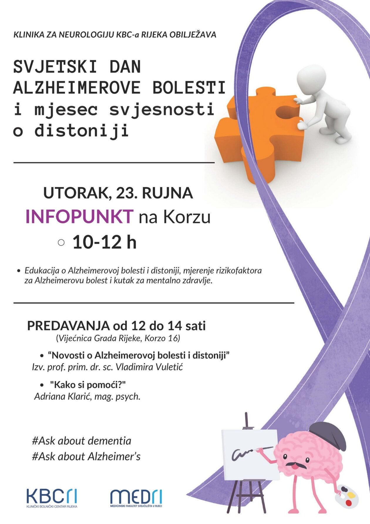 Edukacije i predavanja: pogledajte kako će riječki KBC obilježiti Svjetski dan Alzheimerove ...